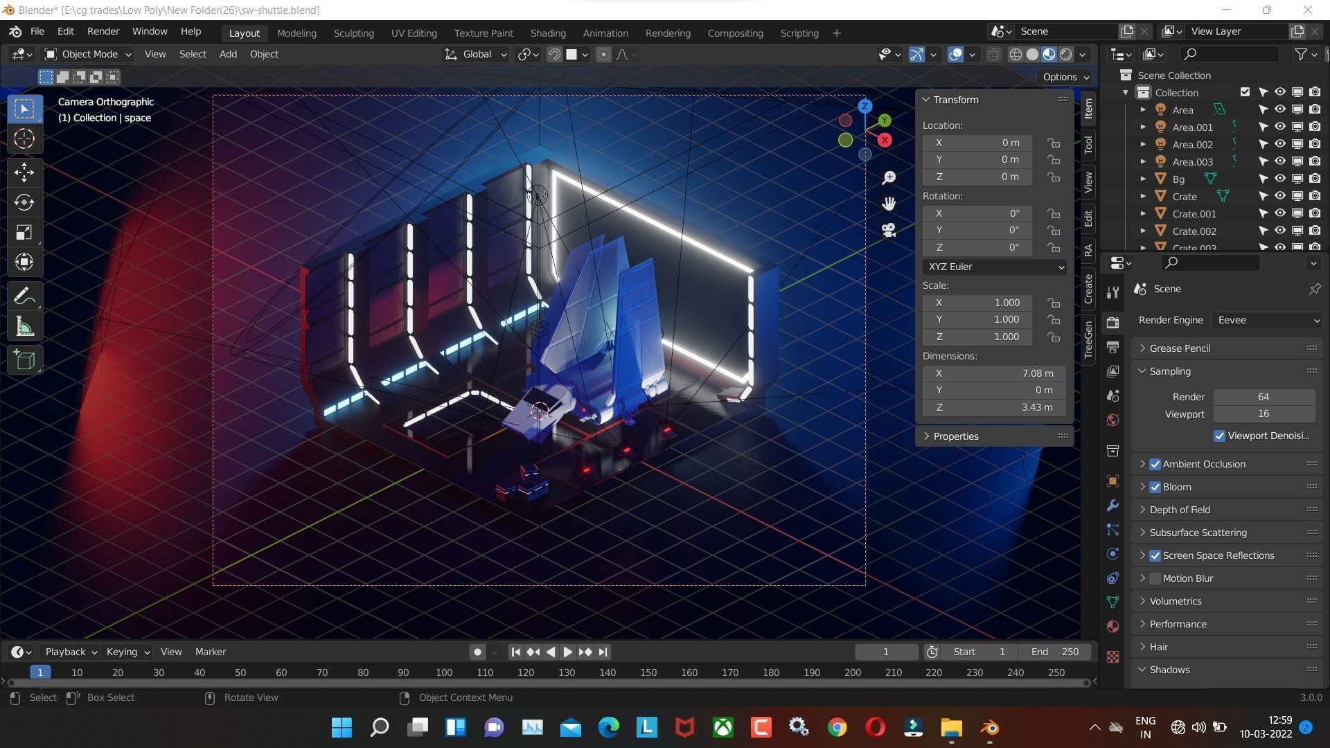 3D model star war-shuttle low poly model render in blender VR / AR ...