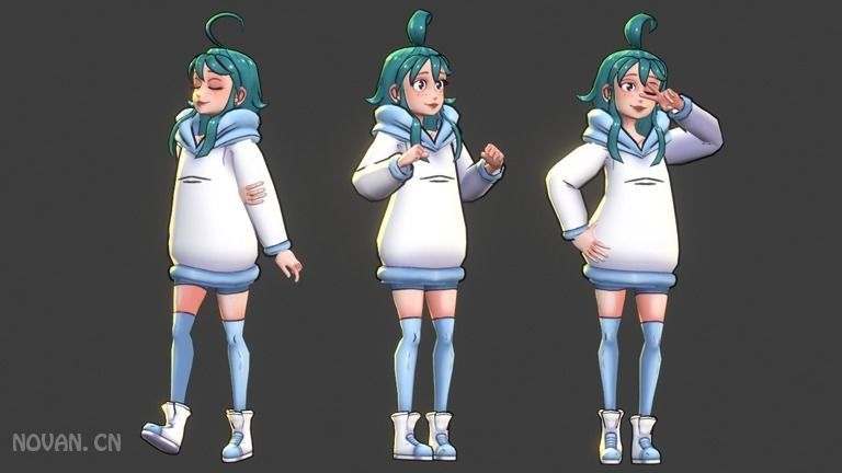 3D model E-Girl girl with hair VR / AR / low-poly | CGTrader