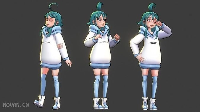 3D model E-Girl girl with hair VR / AR / low-poly | CGTrader