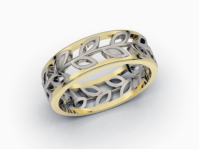 Leaves ring silver gold printable jewelrt 3D model 3D model 3D ...