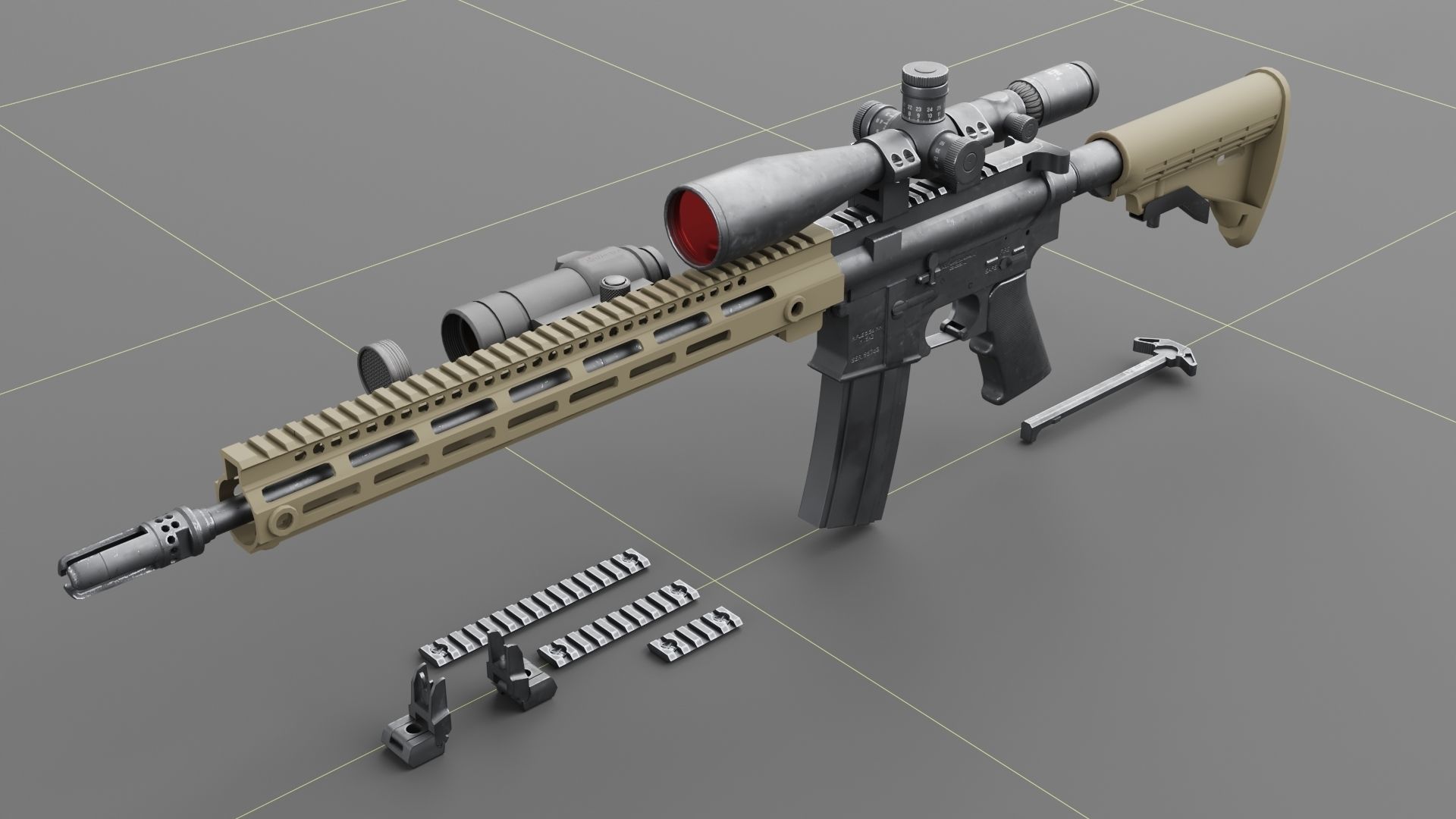 3D model AR15 with various Attachments VR / AR / low-poly | CGTrader