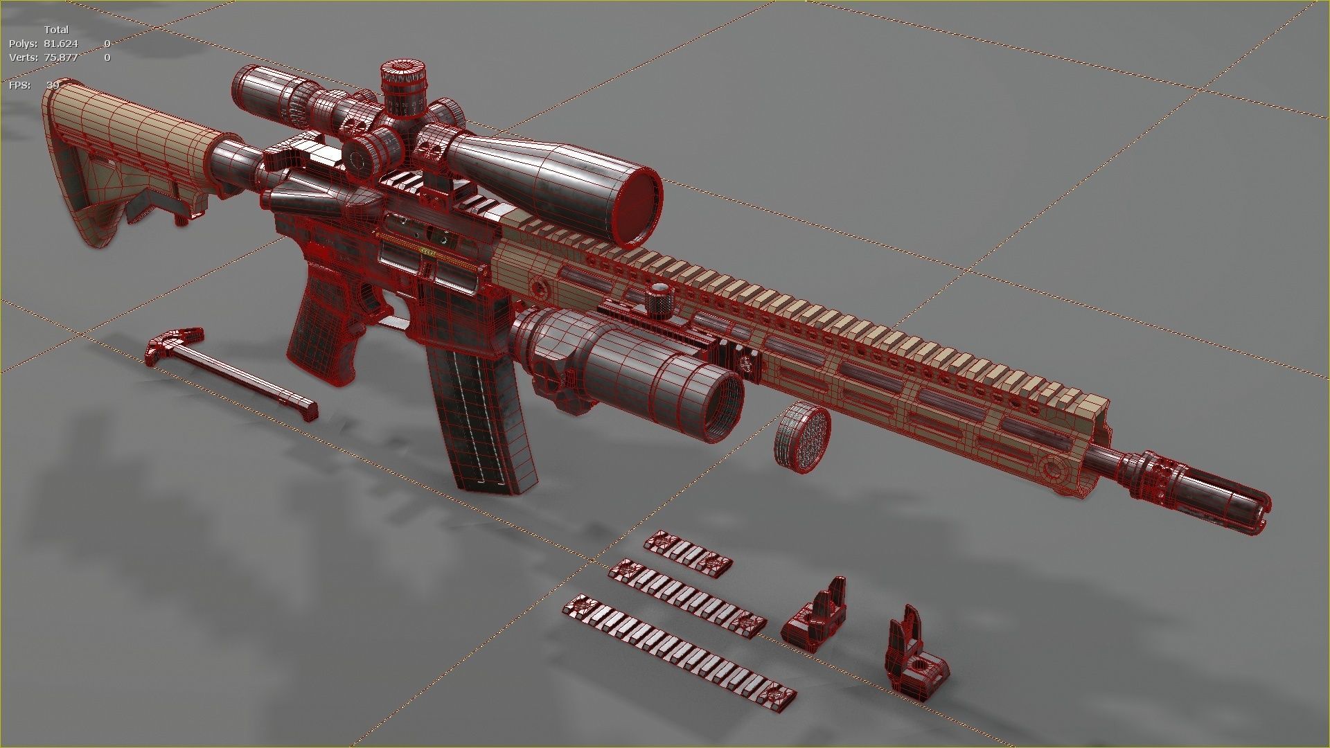 3D model AR15 with various Attachments VR / AR / low-poly | CGTrader
