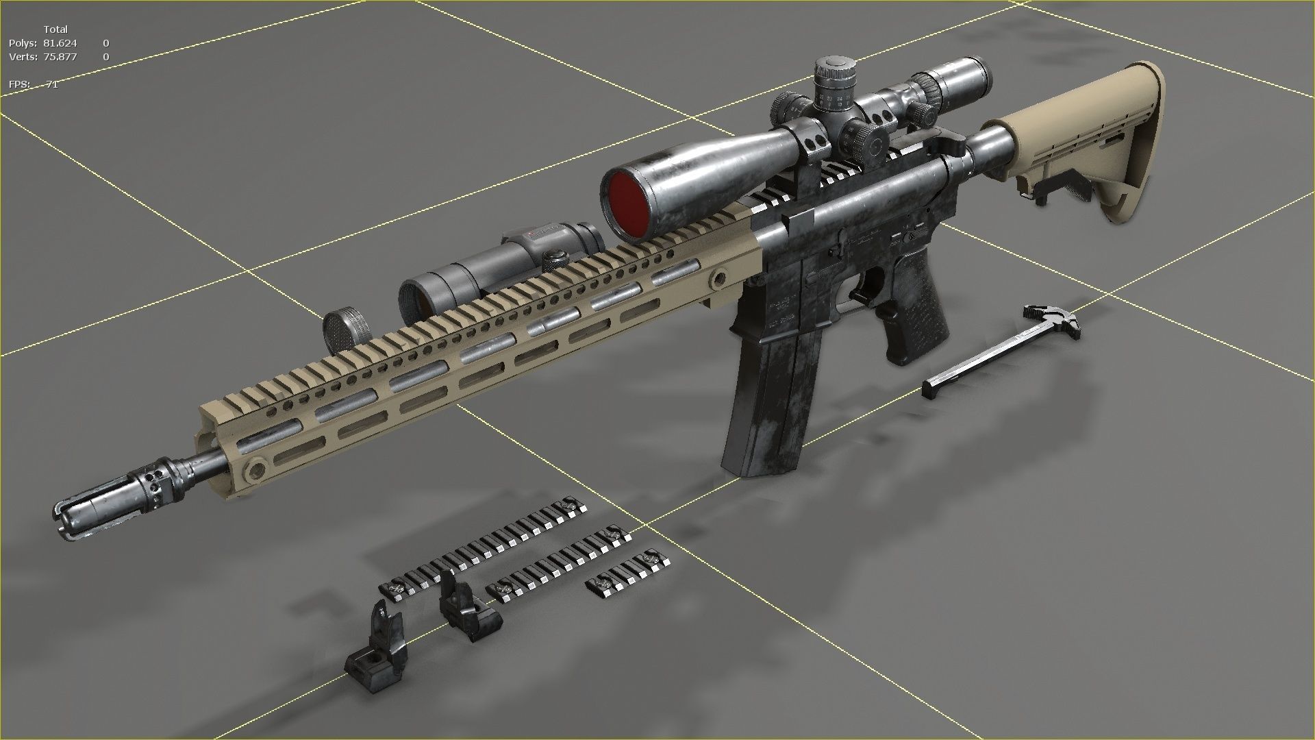 3D model AR15 with various Attachments VR / AR / low-poly | CGTrader
