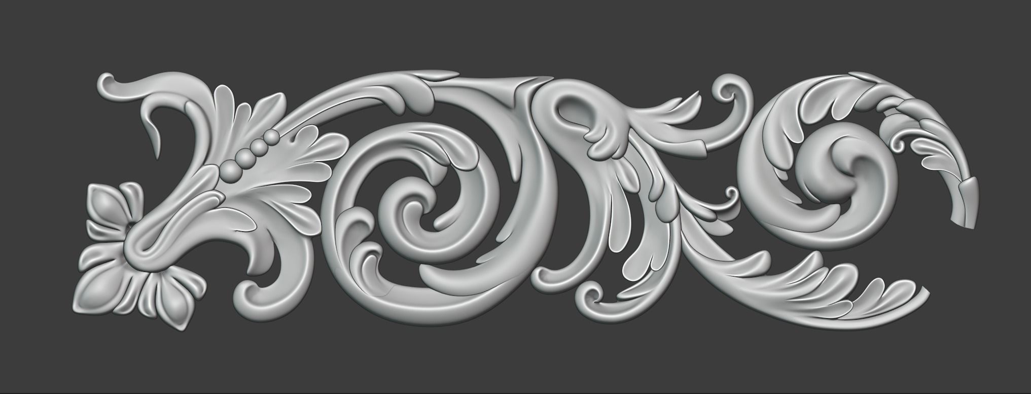 Bas-relief ornate scroll design 3D model | CGTrader