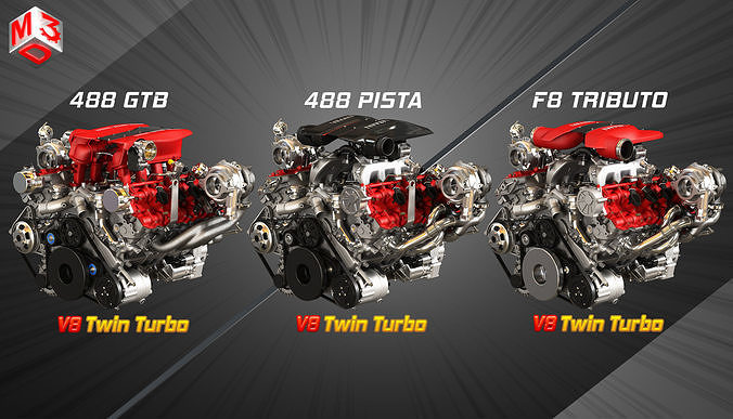 488 GTB - 488 Pista - F8 Tributo - V8 Twin Turbo Engines 3 in 1 3D ...