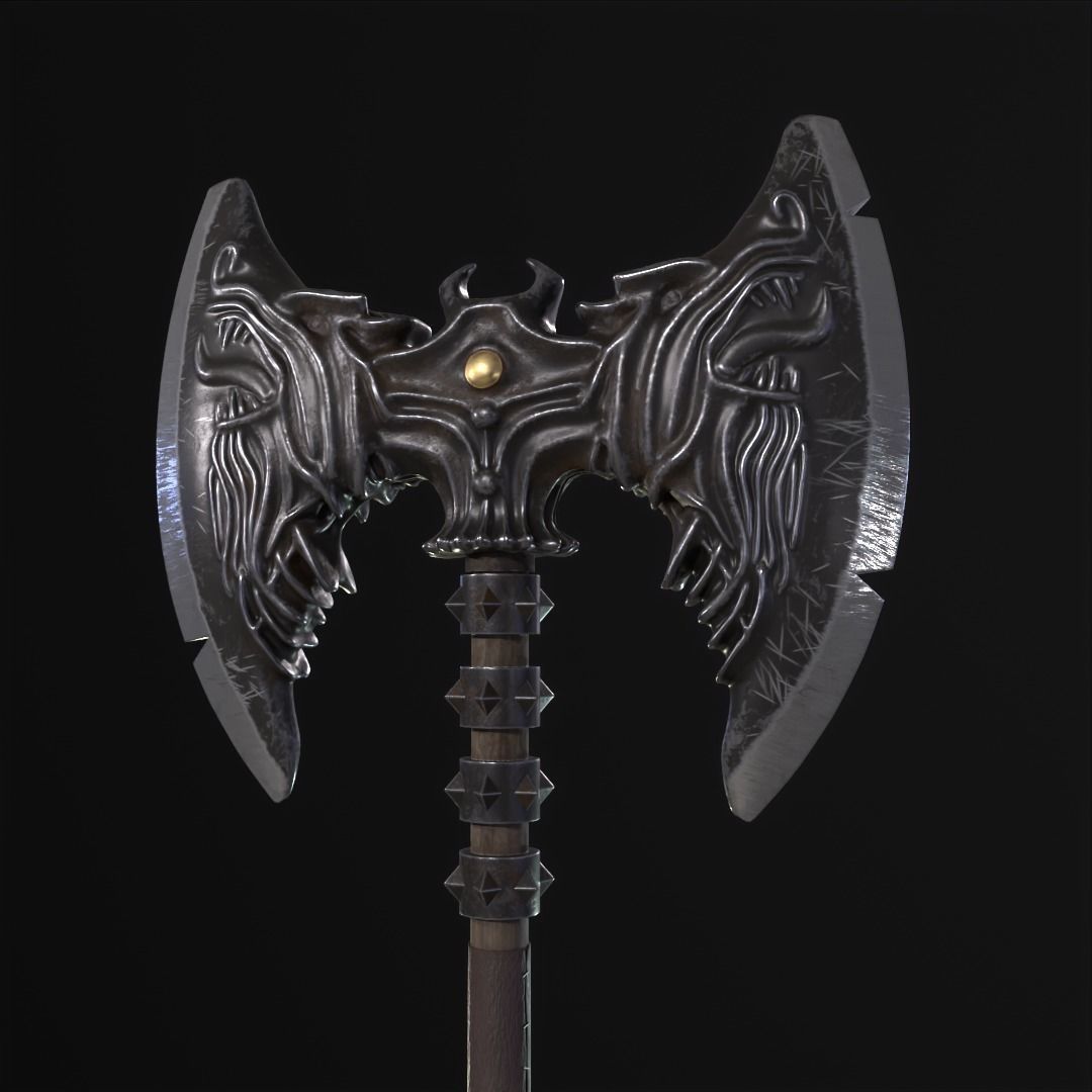 Battle double-sided axe 3D model | CGTrader