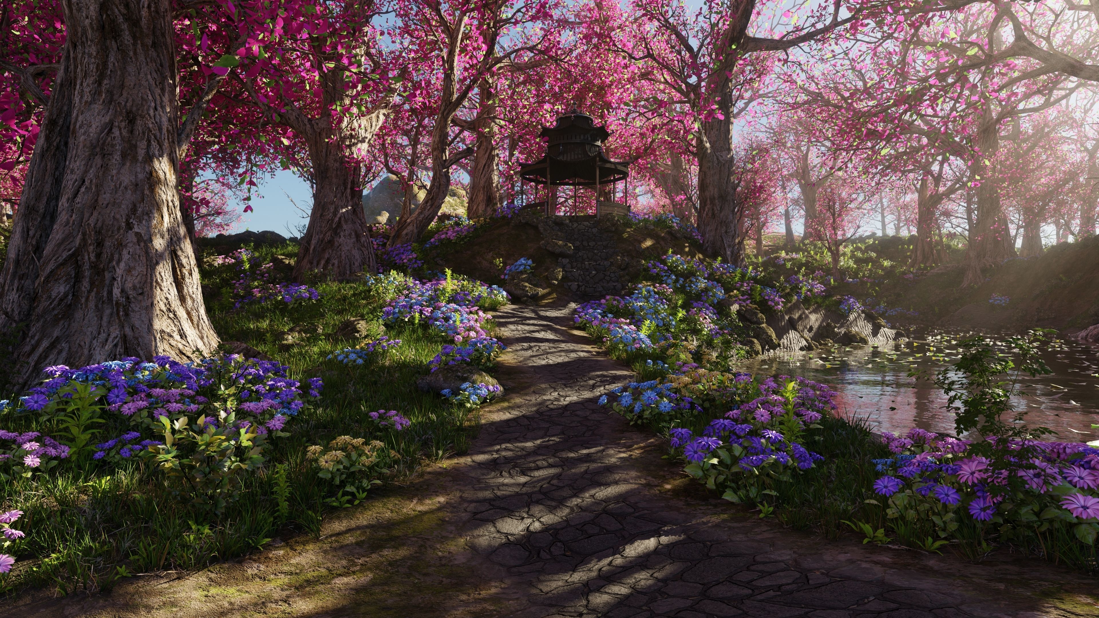 Japanese Gazebo Scene 3D model | CGTrader