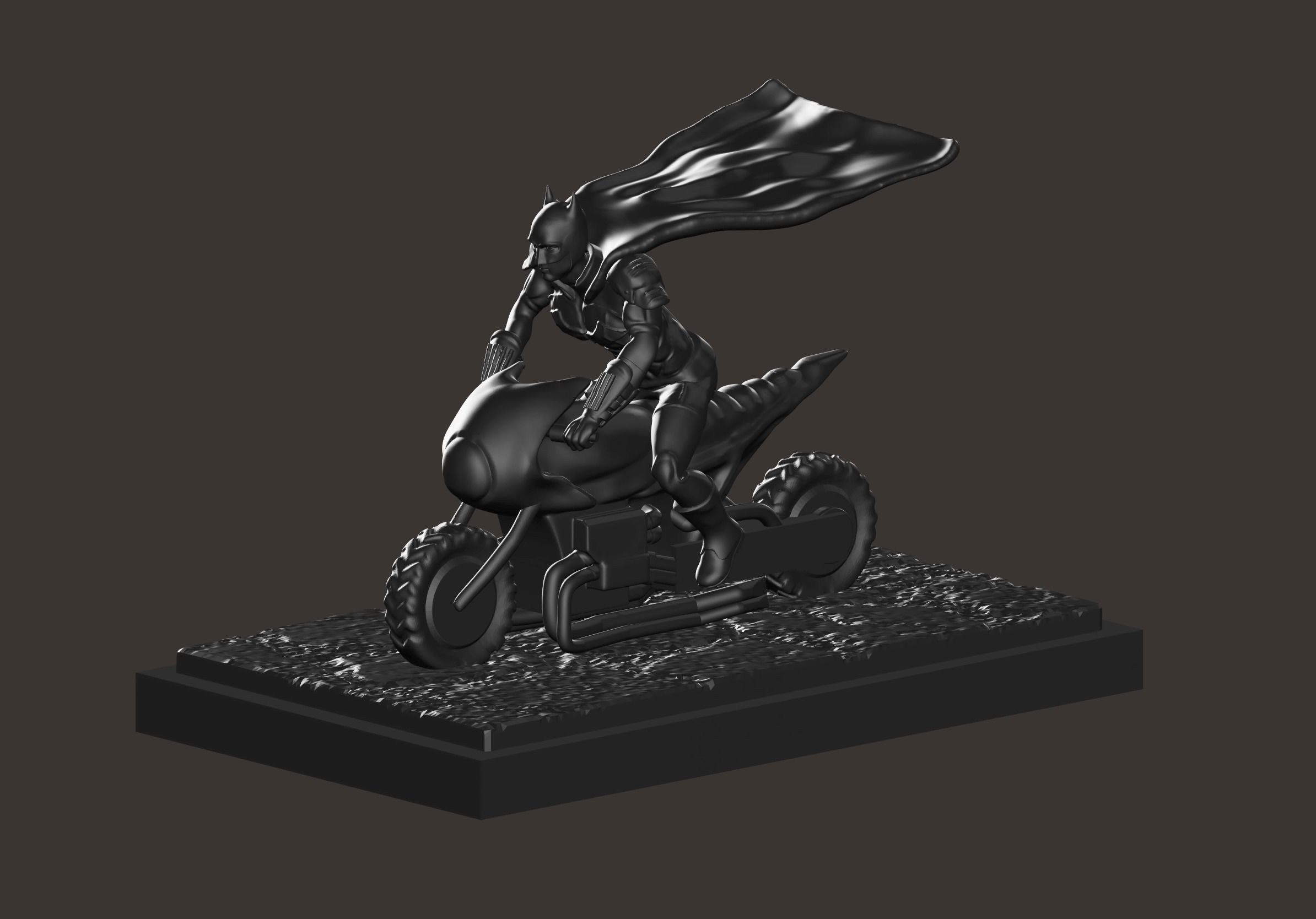 THE BATMAN BATCYCLE STATUE ROBERT PATTINSON BATMAN FAN ART 3D model 3D ...