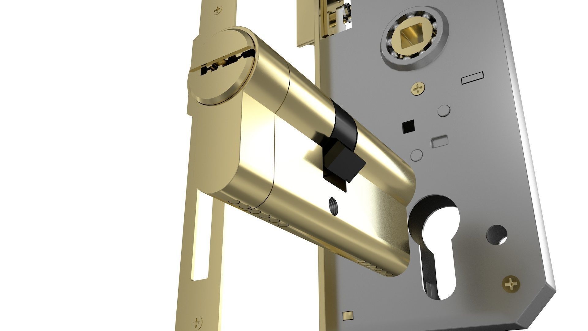 Door Lock with Cylinder 3D model animated rigged | CGTrader