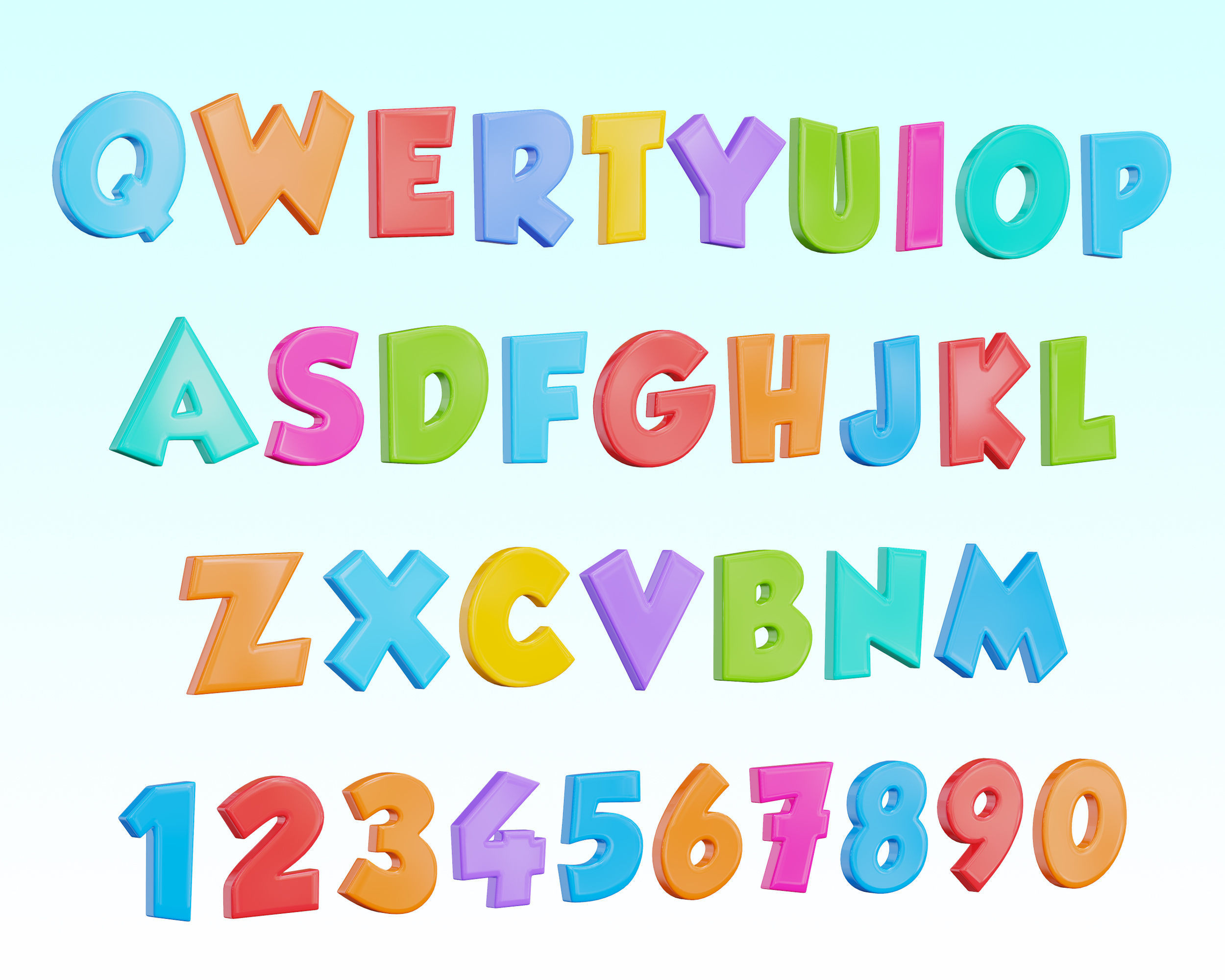 Cartoon Alphabet 3D model | CGTrader