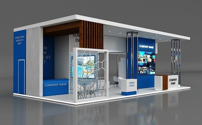 Booth Exhibition Stand Stall 12x6m Height 400 cm 1 Side Open 3D model ...