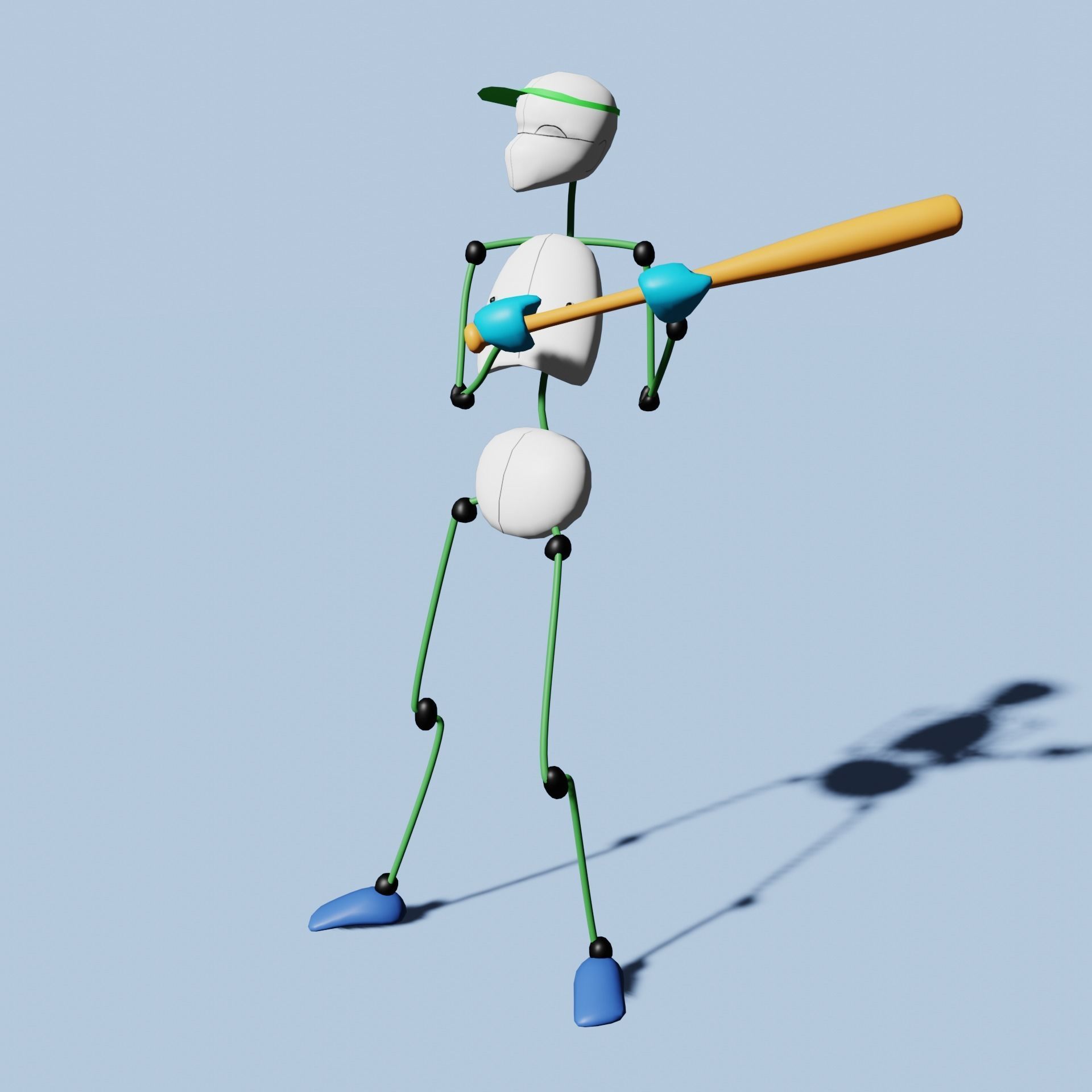 stick human base model 3D model rigged | CGTrader