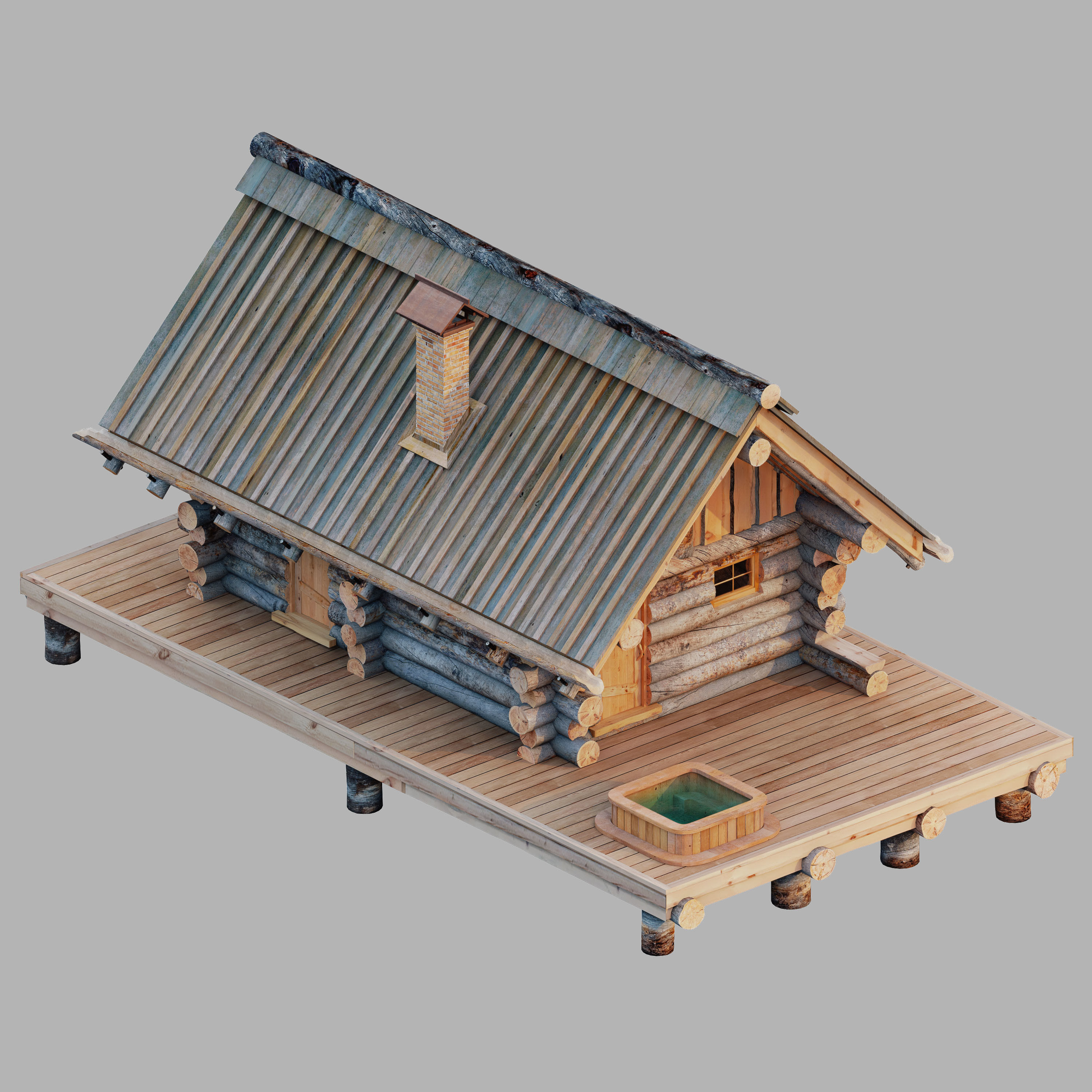 3D model Karelian bath Log house from Kelo VR / AR / low-poly | CGTrader