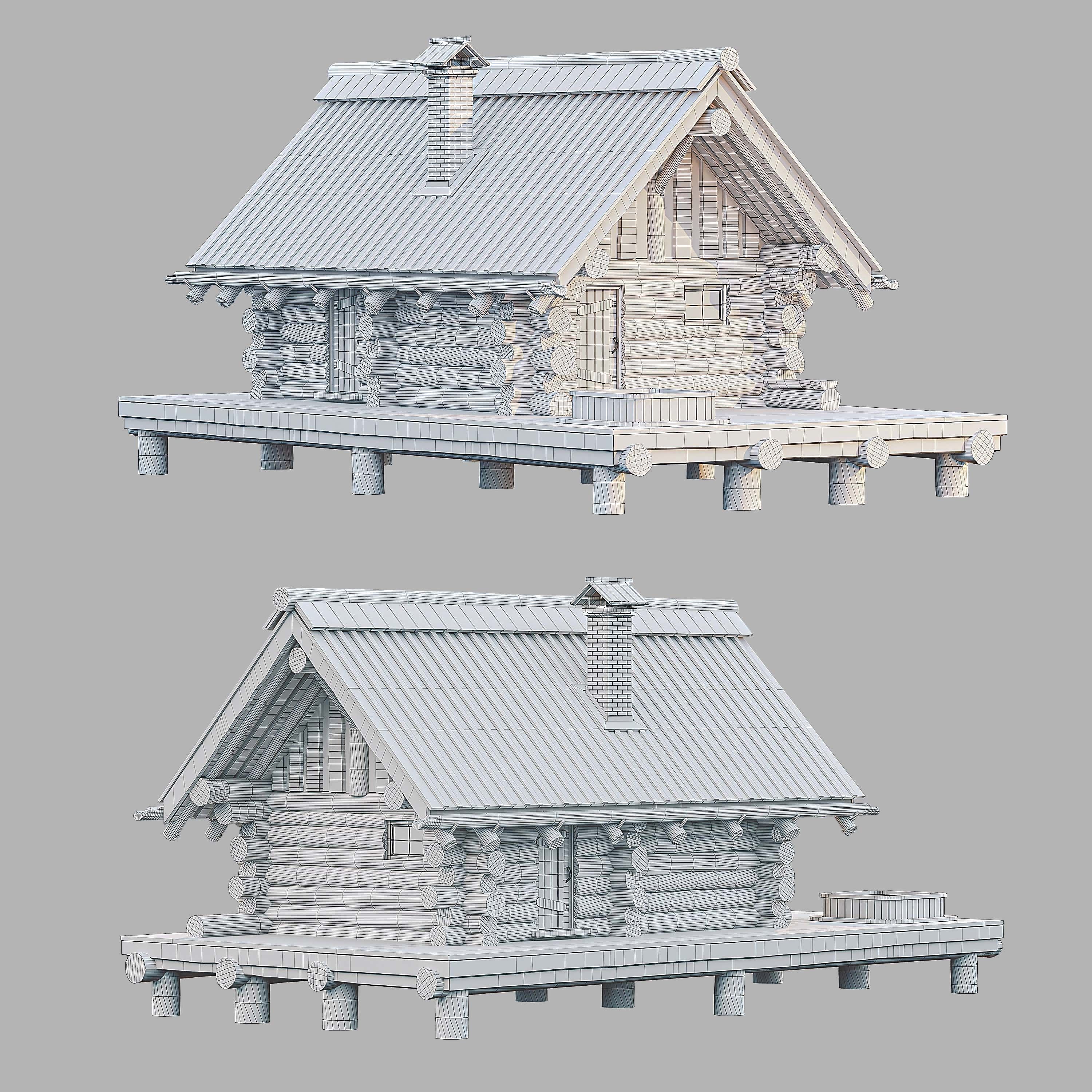 3D model Karelian bath Log house from Kelo VR / AR / low-poly | CGTrader
