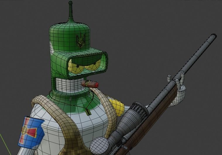 3D model Bender Help for Ukraine low poly character model Futurama VR ...