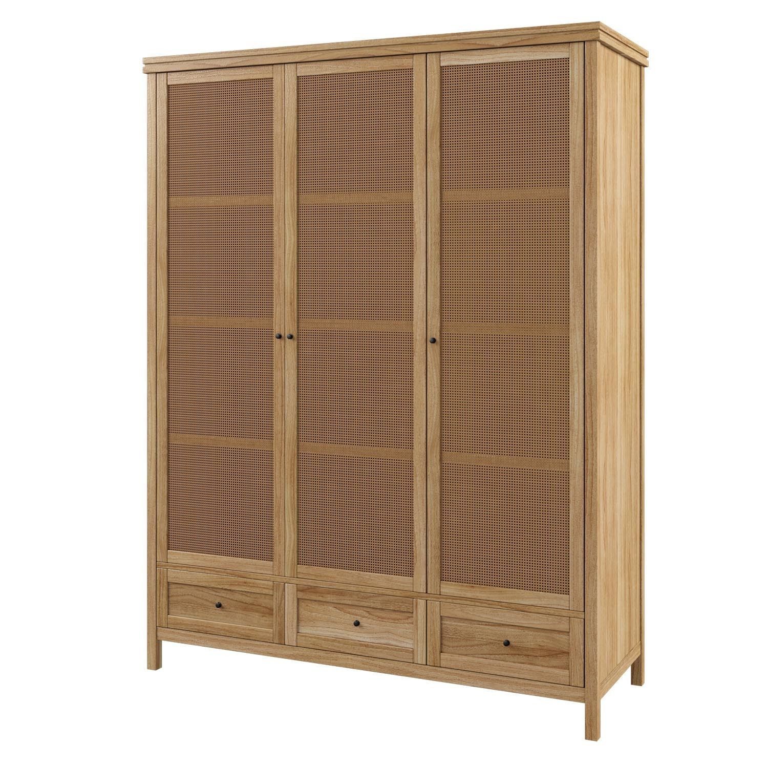 Gabin triple cabinet in solid pine and rattan 3D model | CGTrader