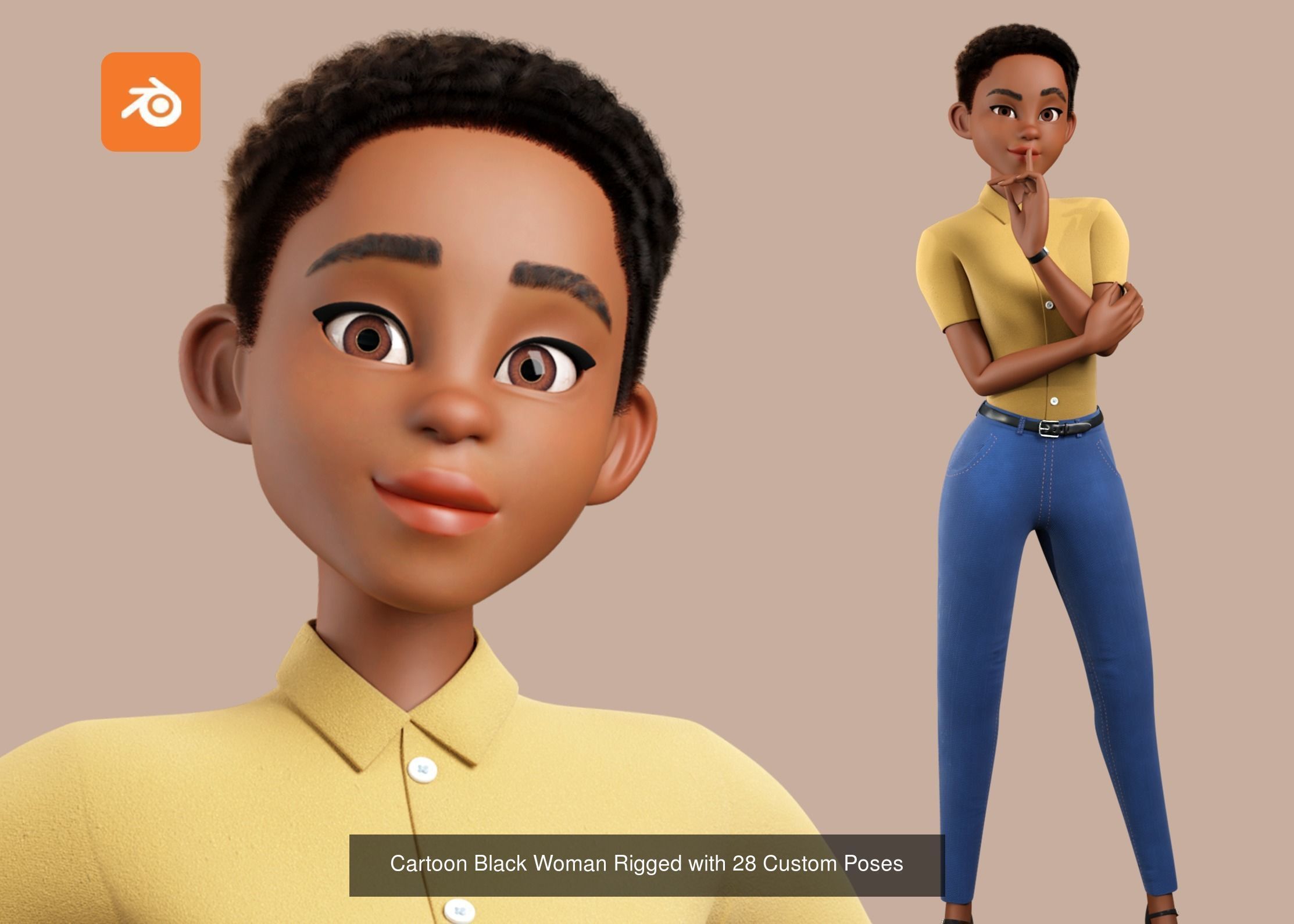 Cartoon Black Family Rigged 3D Model Collection | CGTrader