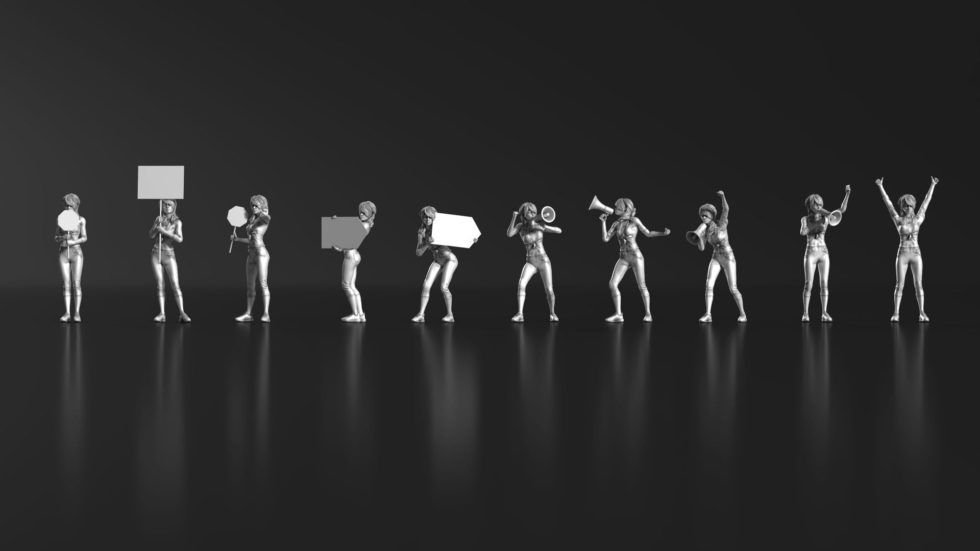 HD People 04 Sign Protest 3D model 3D printable | CGTrader