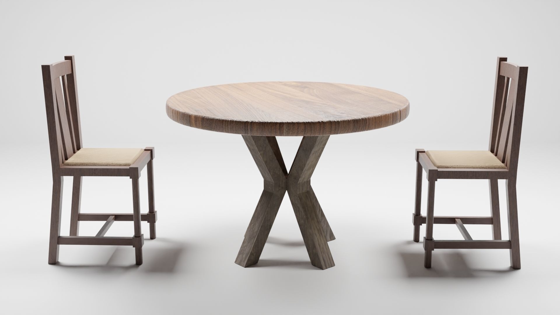 Low poly chair and round table for indoor and outdoor dining free VR ...