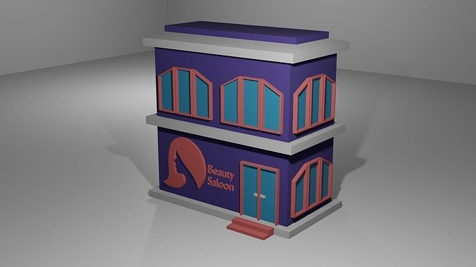3D model Low Poly Beauty Saloon with 3 different color option VR / AR ...