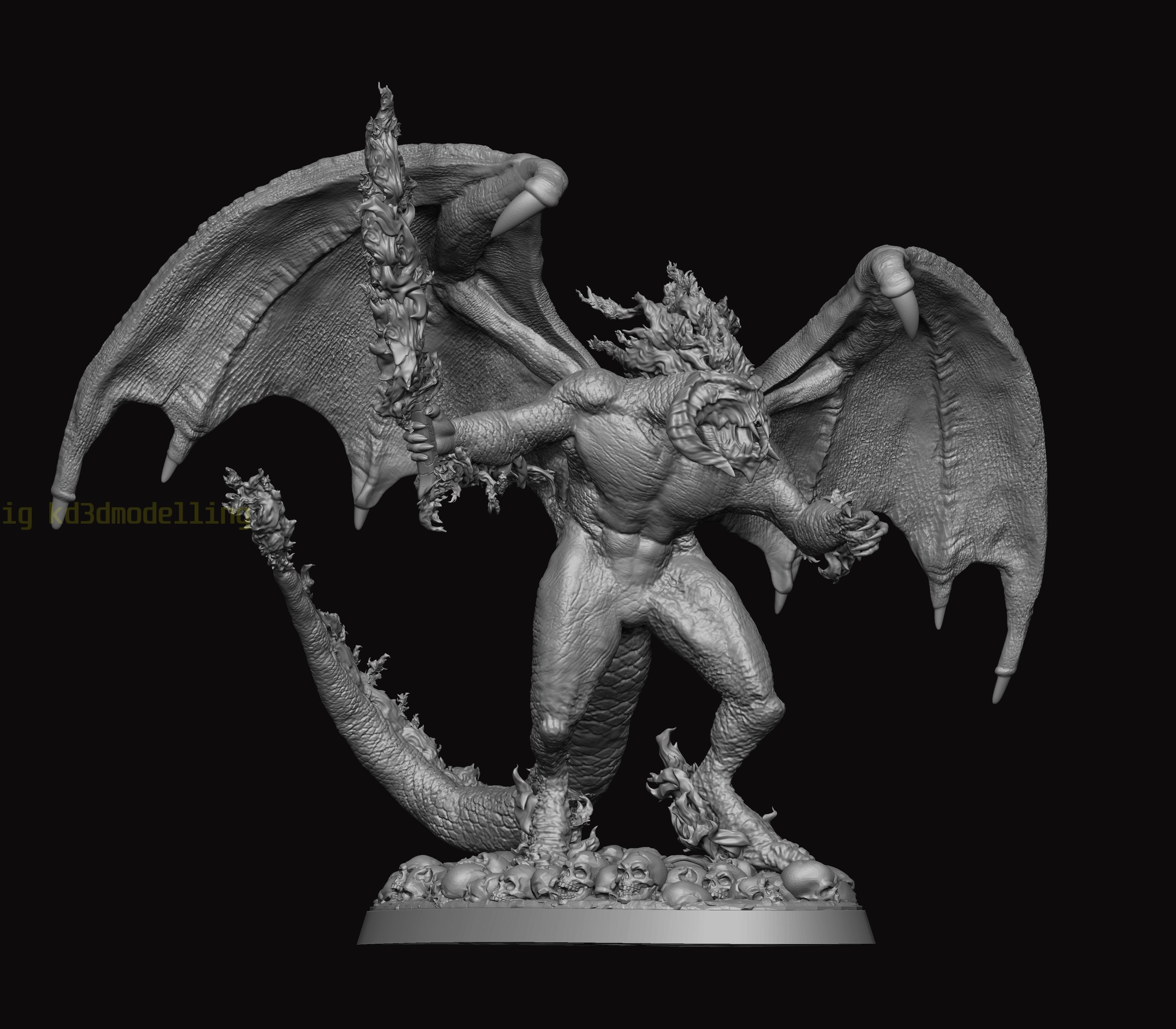 Balrog Hell Fire 3D model 3D printable | CGTrader