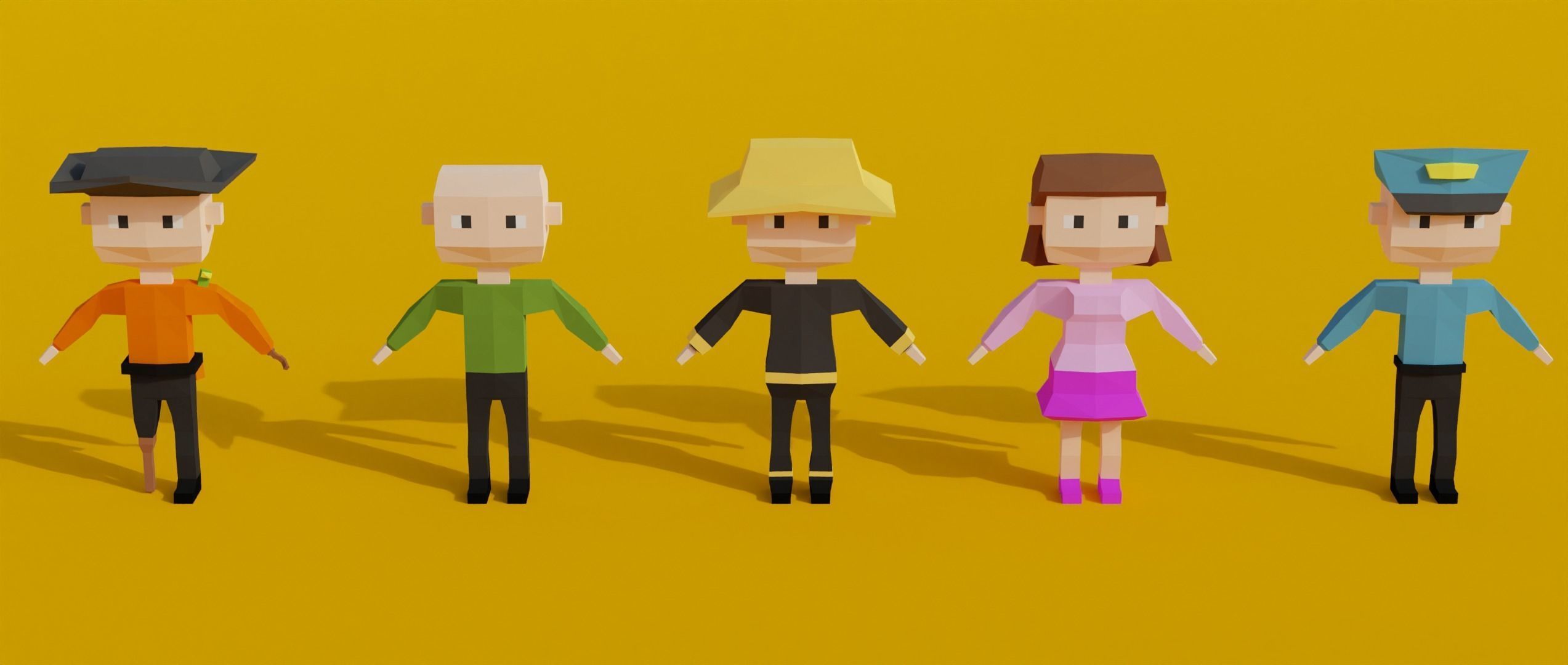 3D model low poly character pack VR / AR / low-poly | CGTrader