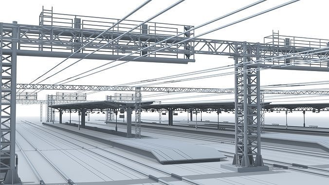 Railway Train Station 3D model | CGTrader