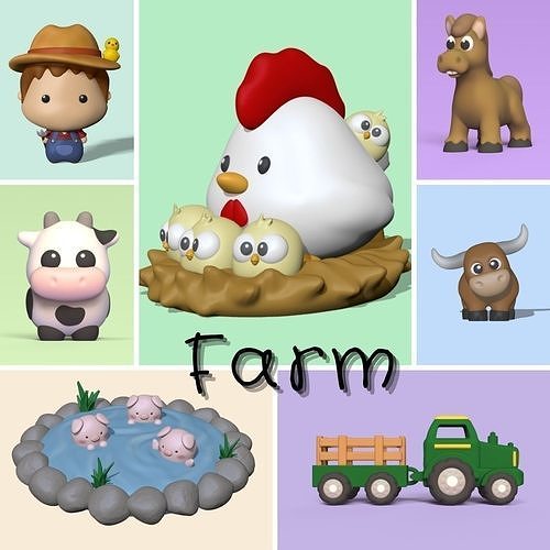Cute Farm 3D Model Collection | CGTrader