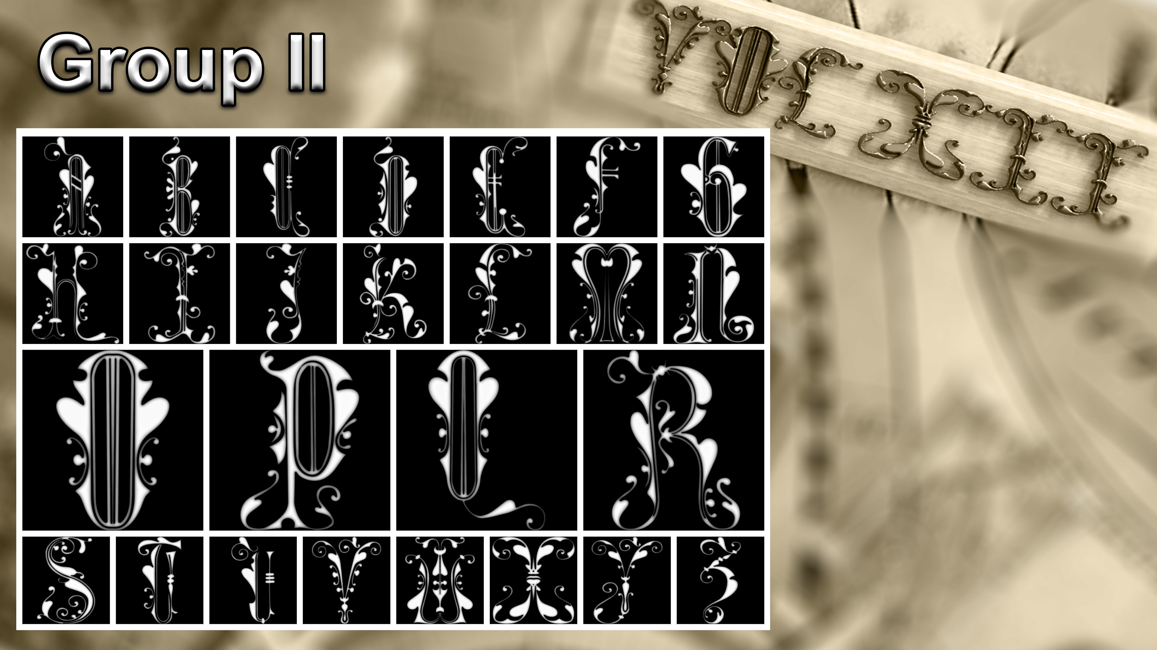 78 Ornamental Alphabet Alpha Brush and 3D Models Vol 7 3D model | CGTrader