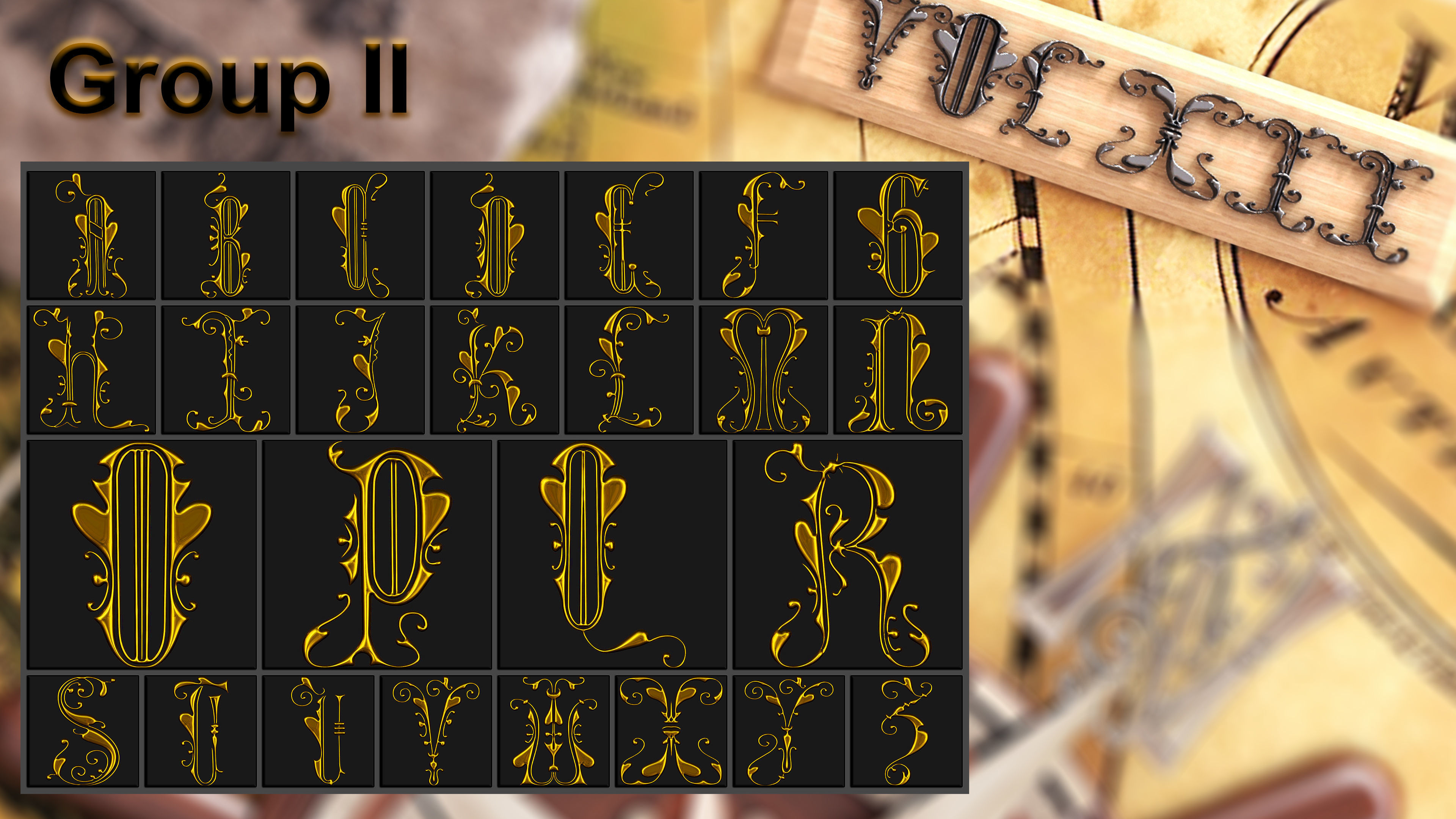 78 Ornamental Alphabet Alpha Brush and 3D Models Vol 7 3D model | CGTrader