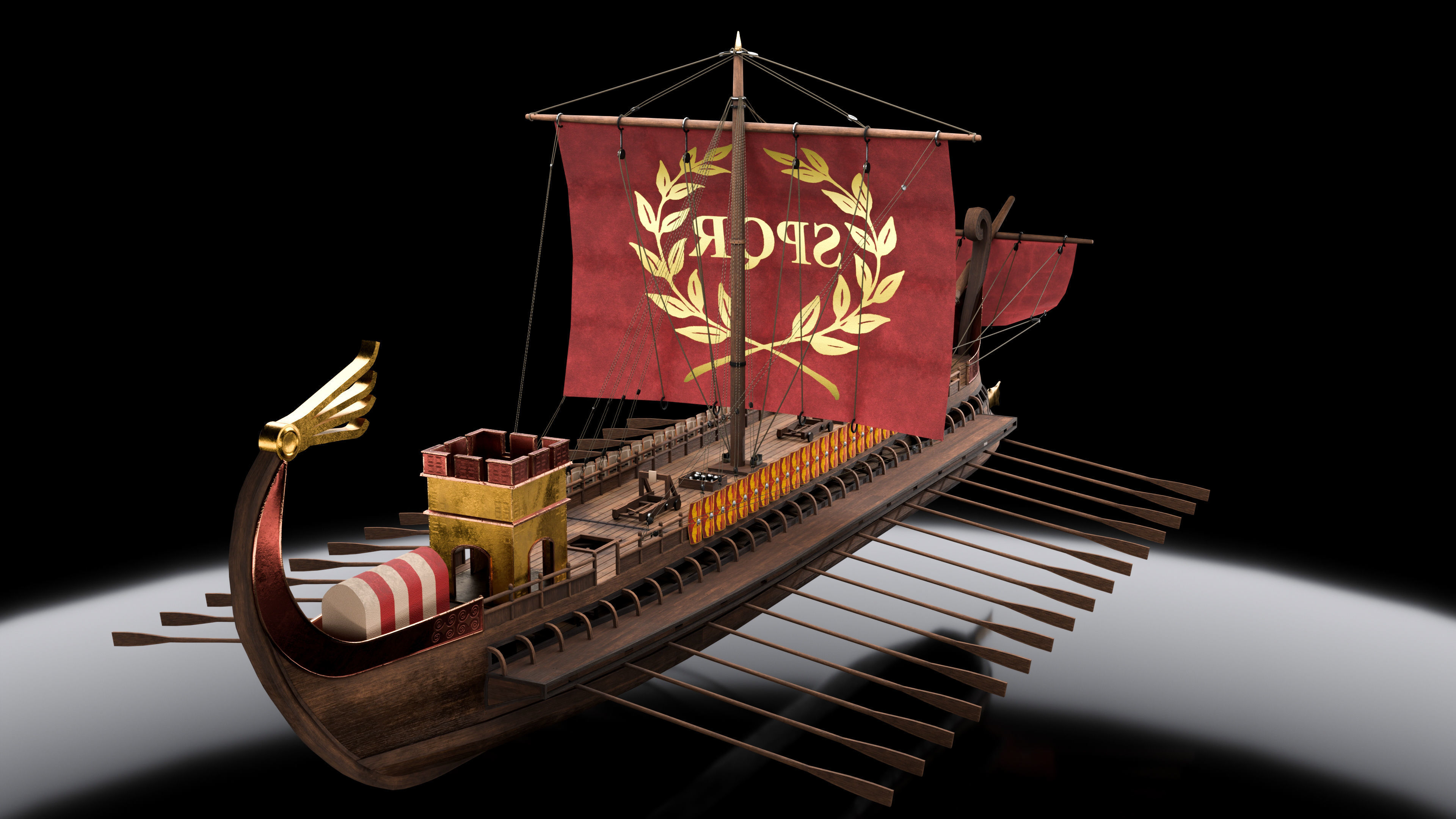 3D model Roman Ship Galley VR / AR / low-poly | CGTrader