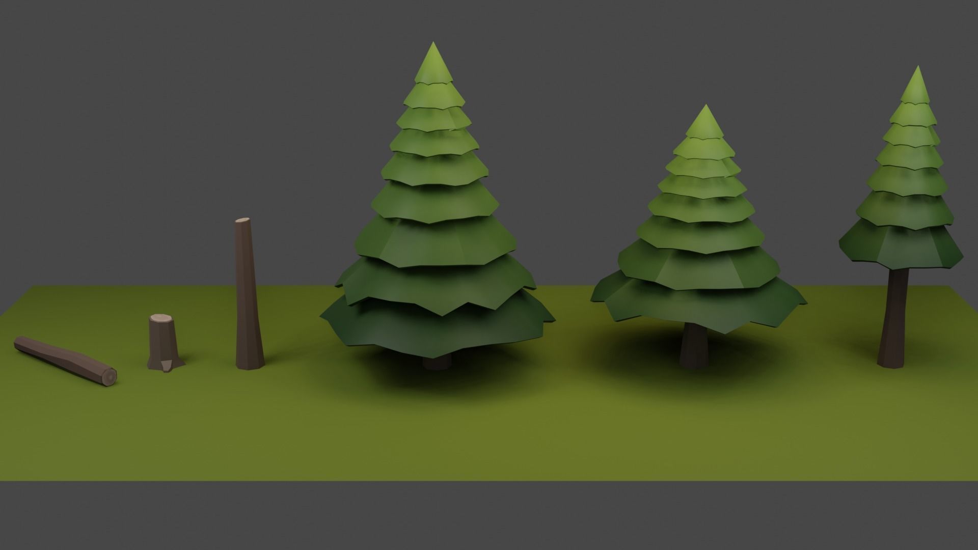 Low poly Pine and trunk free 3D model | CGTrader