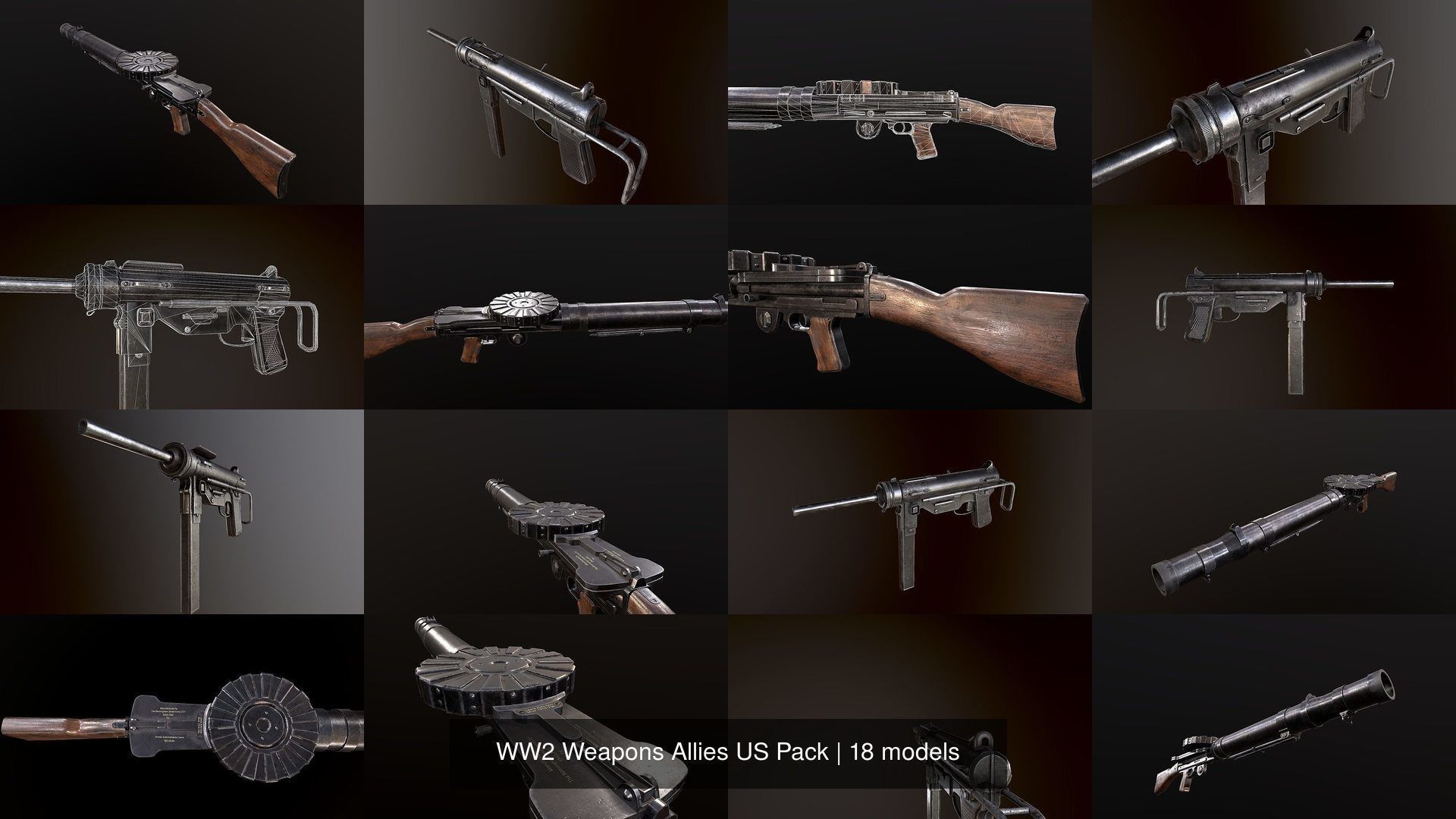 WW2 Weapons Allies US Pack 3D Model Collection | CGTrader