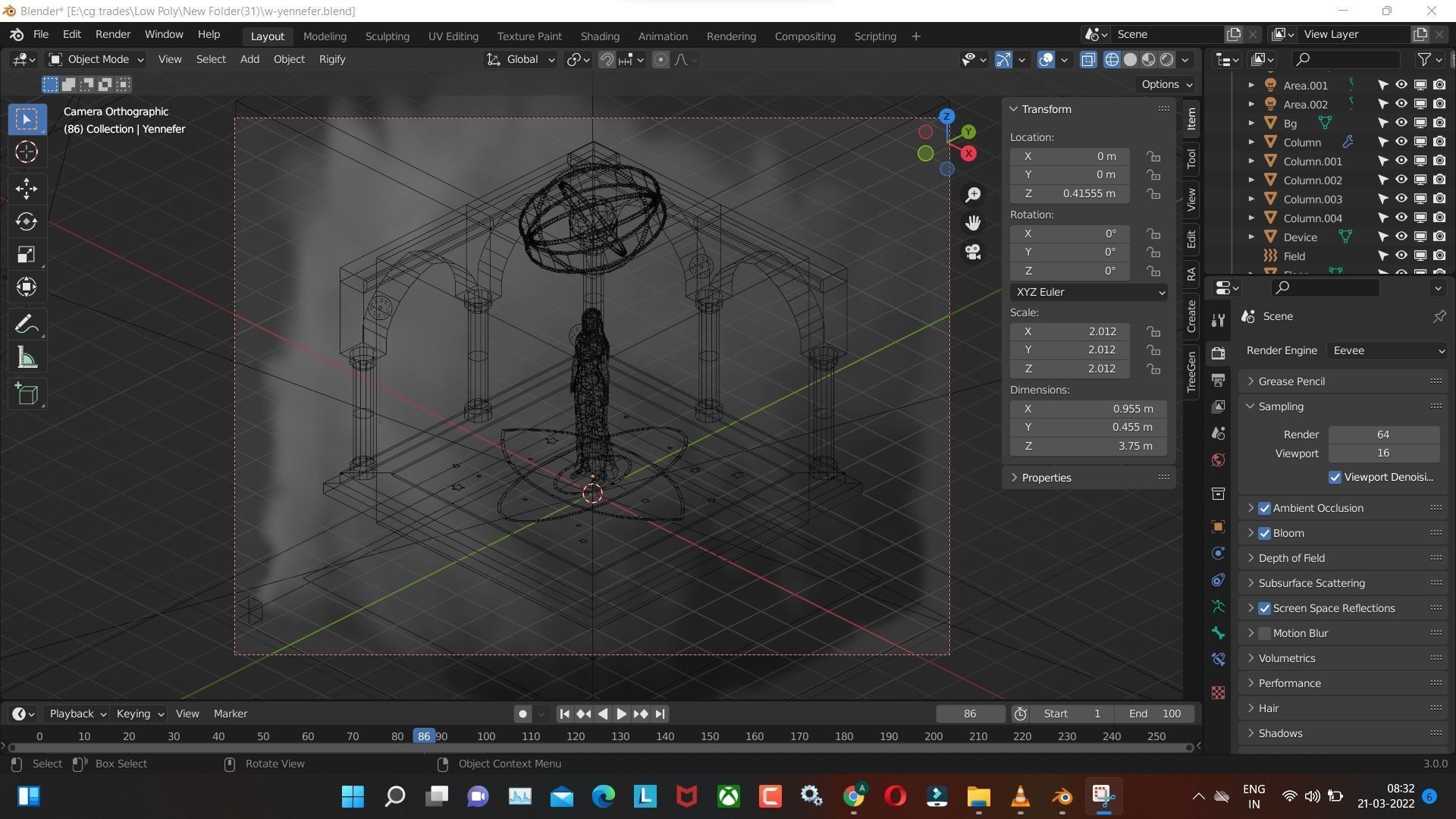 3D model yennefer low poly model render in blender VR / AR / low-poly ...