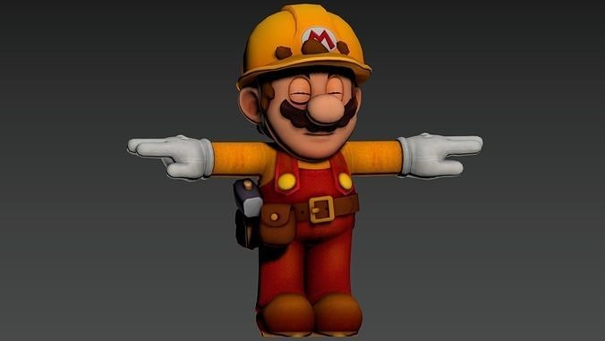 3D model Super Mario Builder-Rig-VR-AR Low-Poly 3D Model VR / AR / low ...