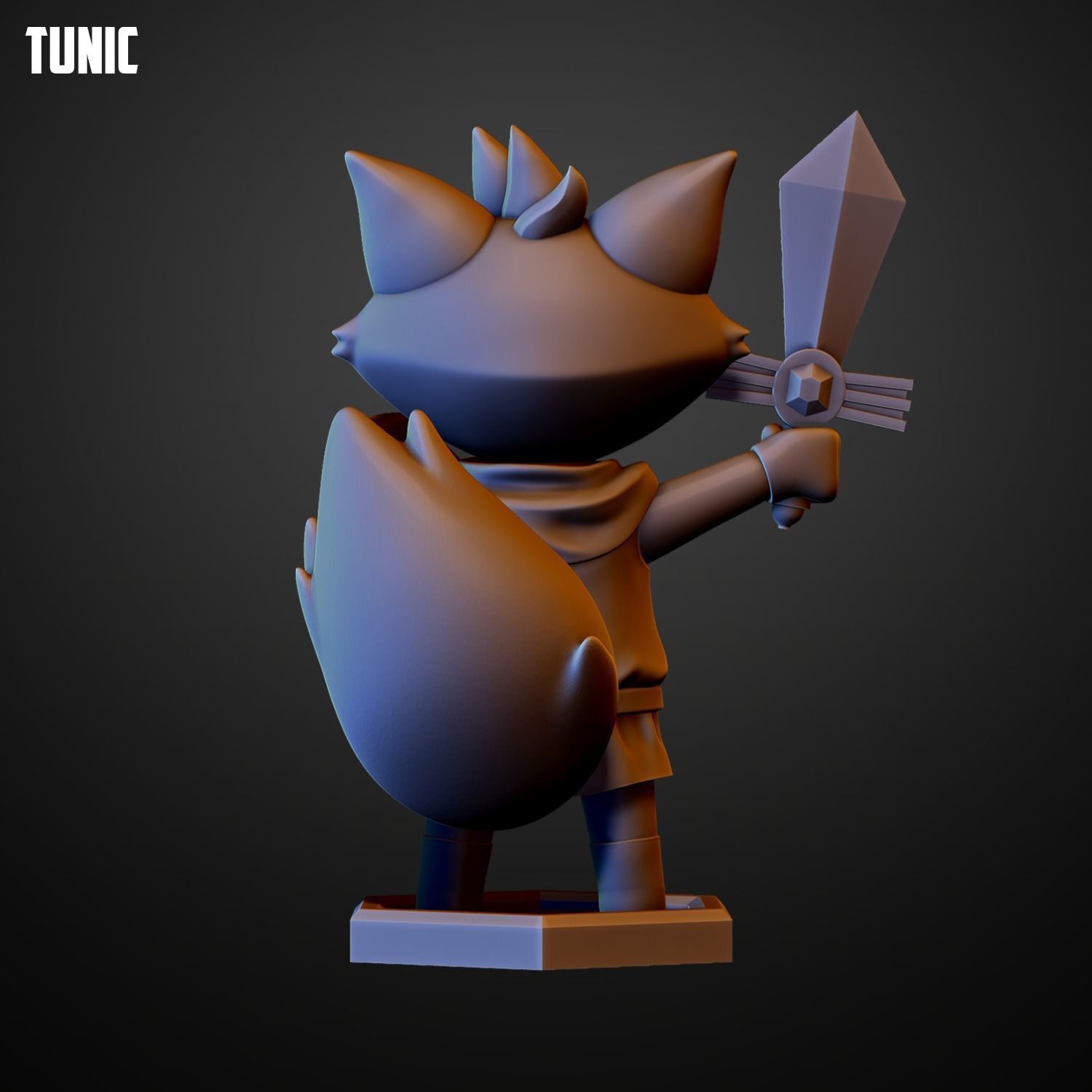 TUNIC fox holding sword and shield 3D model 3D printable | CGTrader