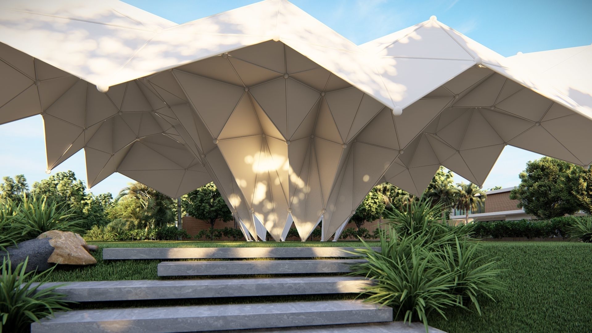 Folded Shade Structure Pavilions Architecture 3D model | CGTrader