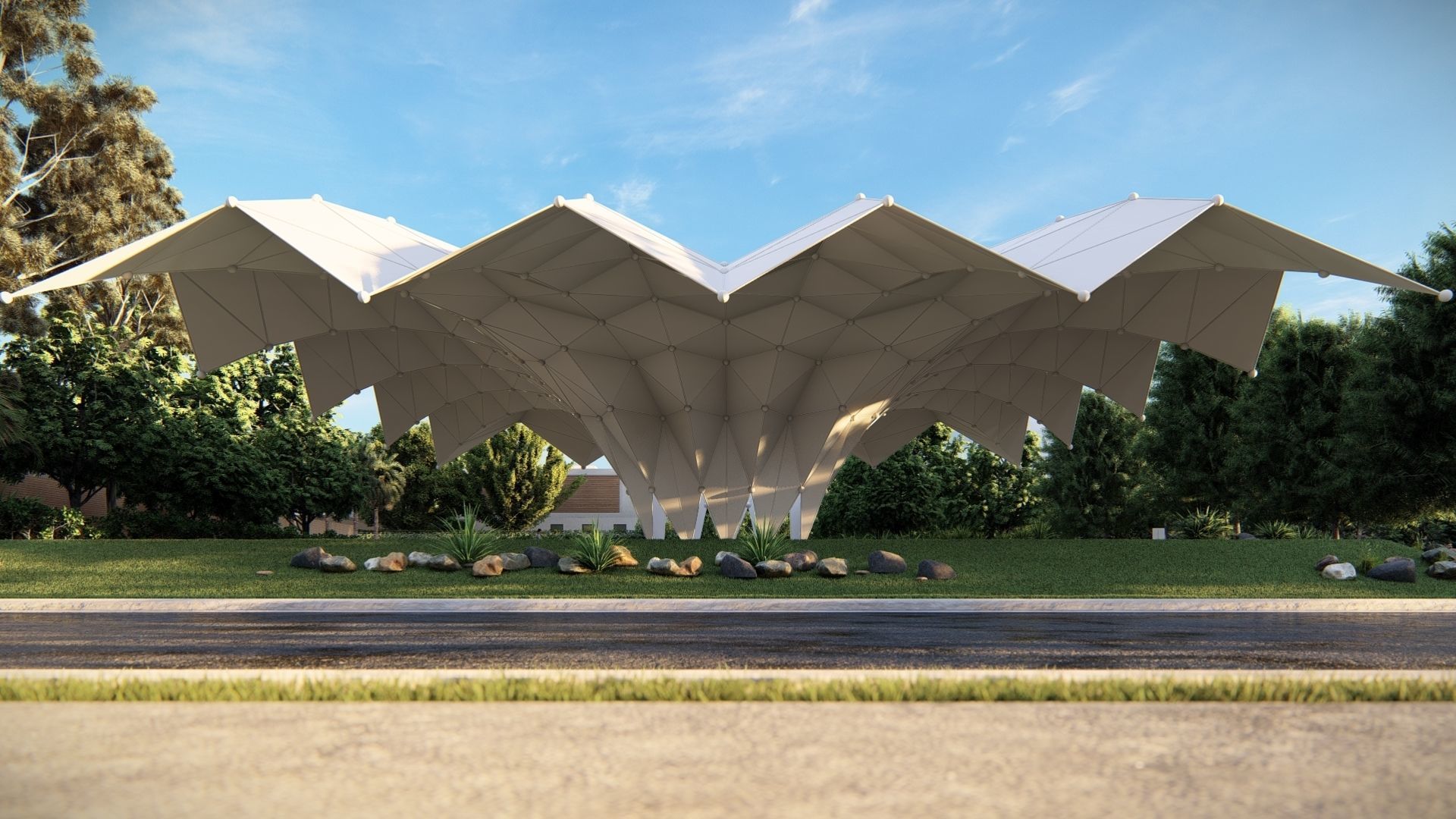 Folded Shade Structure Pavilions 3D model | CGTrader