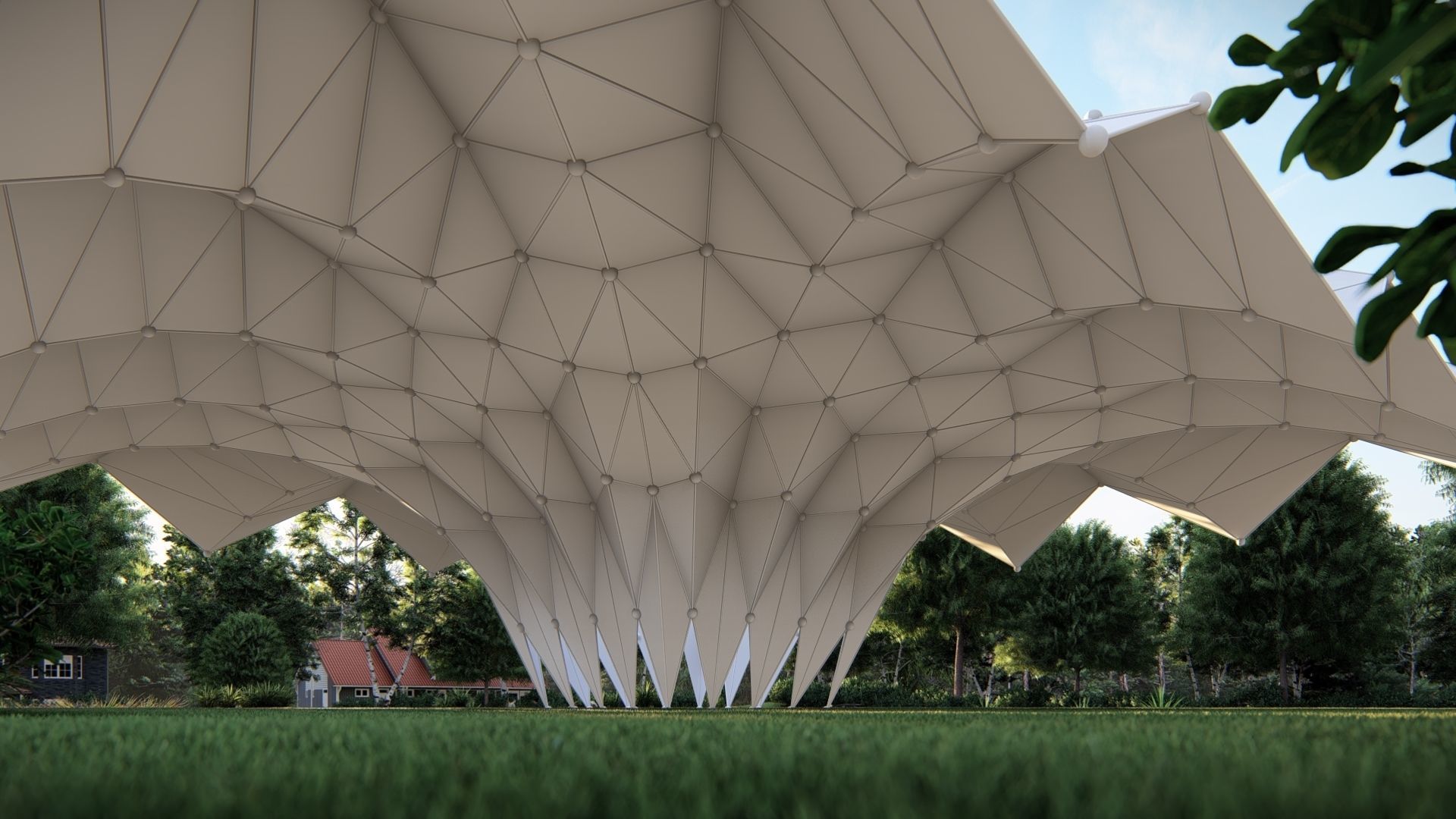 Folded Shade Structure Pavilions Architecture 3D model | CGTrader