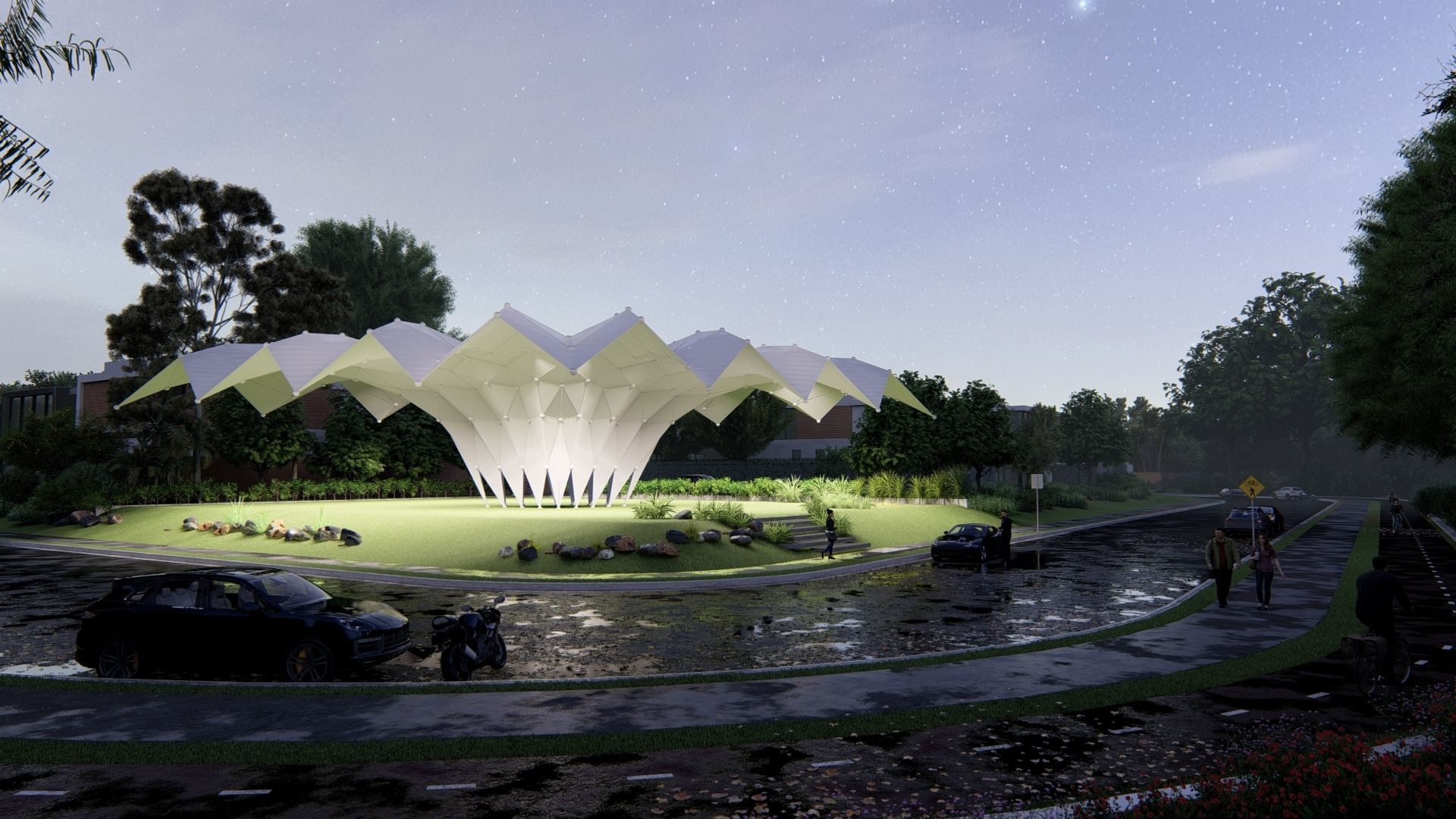 Folded Shade Structure Pavilions Architecture 3D model | CGTrader