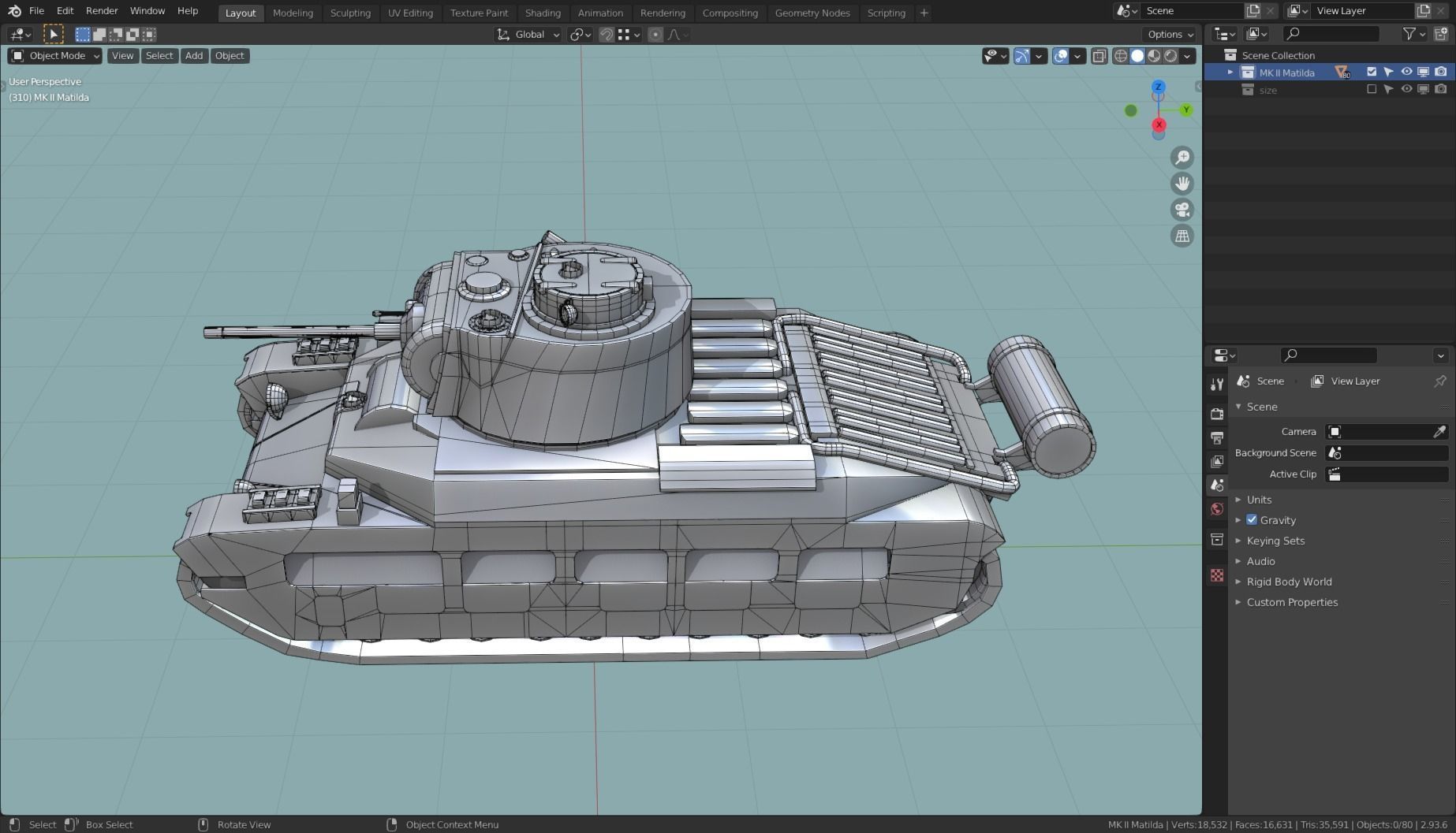3D model MK II Matilda Tank Base Mesh VR / AR / low-poly | CGTrader