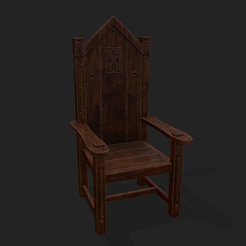 3D model Medieval Carved Wood Chair VR / AR / low-poly | CGTrader