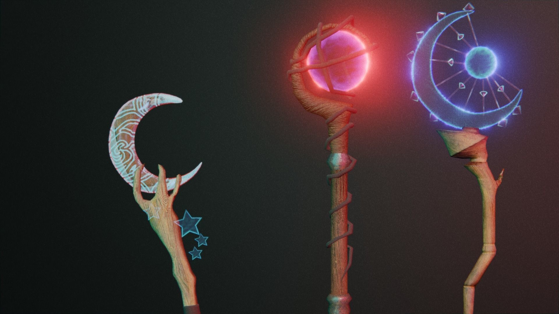 3D model Staff Set Animated VR / AR / low-poly | CGTrader
