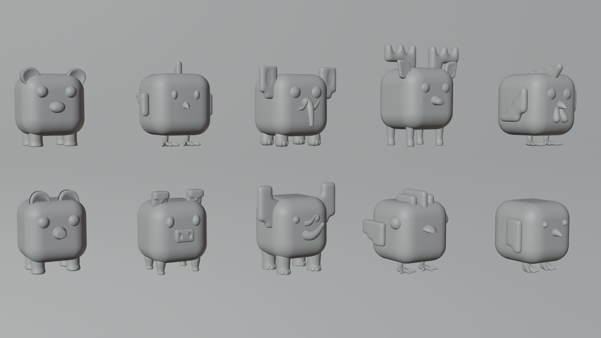 3D Cute cube character Animals pack 3D model | CGTrader