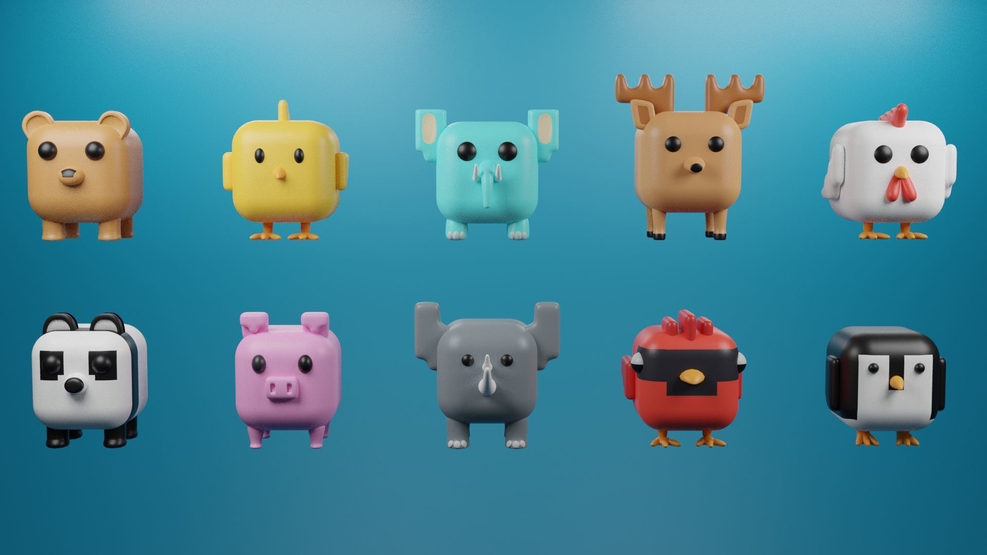 3D Cute cube character Animals pack 3D model | CGTrader