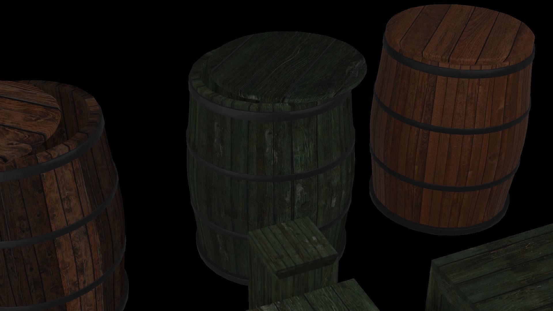 Wood Barrels Boxs Containers free 3D model | CGTrader