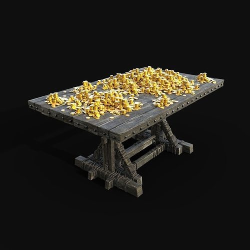 3D model GOLD COINS TREASURE PILE MOUND TABLE QUEST LOOT PIRATE ...
