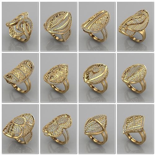 24 Files - 3DM Women Rings Long With Stone Group 3D Model Collection 3D ...