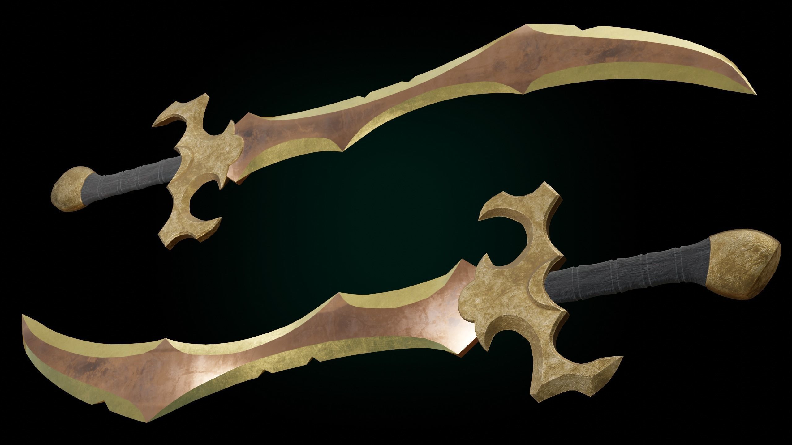 3D model Fantasy Golden Sword Game-Ready VR / AR / low-poly | CGTrader