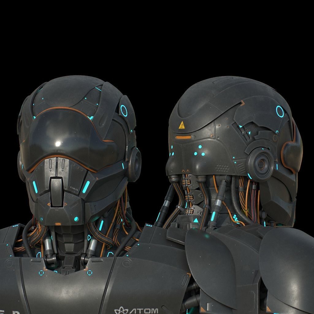 Robot futuristic wearing helmet 3D model | CGTrader